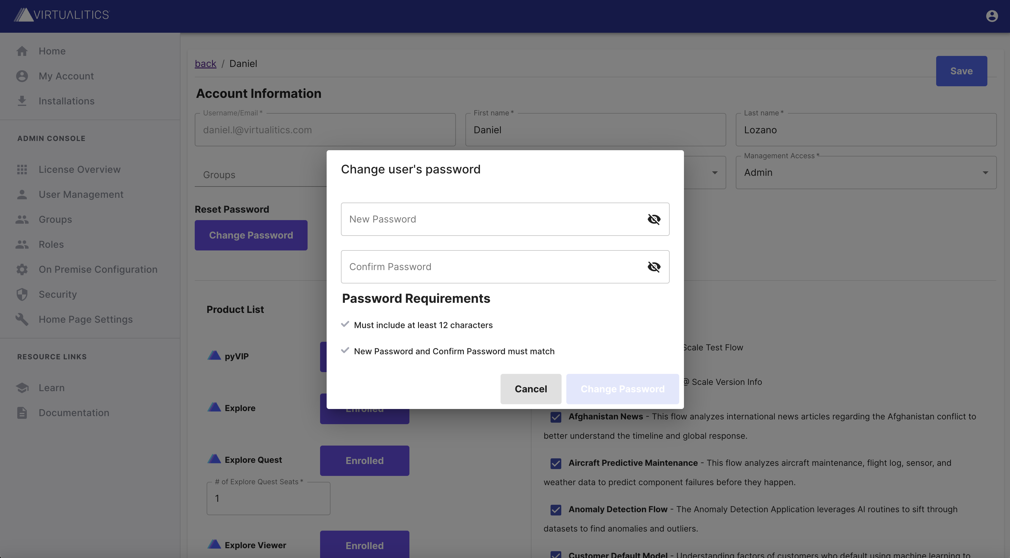 Managing Users – Virtualitics